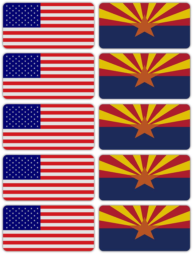 (x10) 3M Reflective Arizona and US Flag Stickers | Versatile & High ...