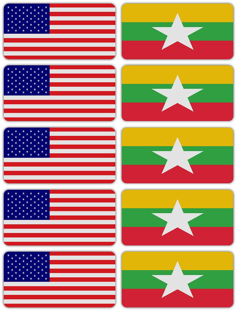 (x10) 3M Reflective Myanmar and US Flag Stickers | Versatile & High ...