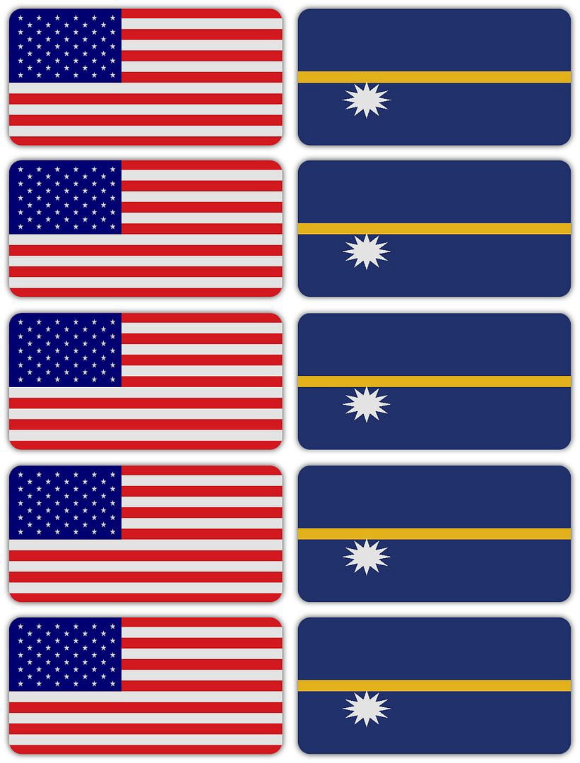 (x10) 3M Reflective Nauru and US Flag Stickers | Versatile & High ...