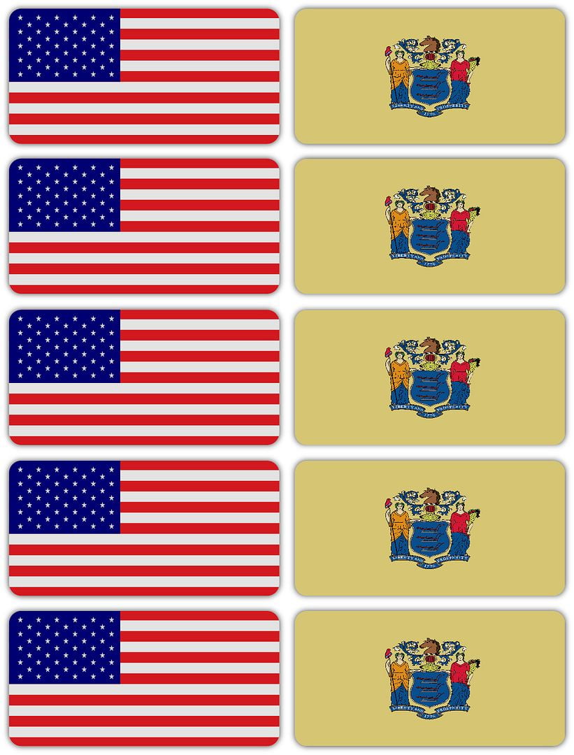 (x10) 3M Reflective New Jersey and US Flag Stickers | Versatile & High ...