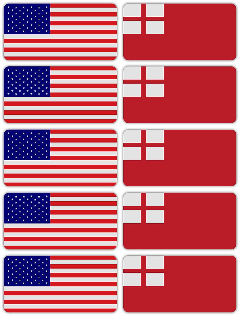 (x10) 3M Reflective Red Ensign of England Square Canton and US Flag ...