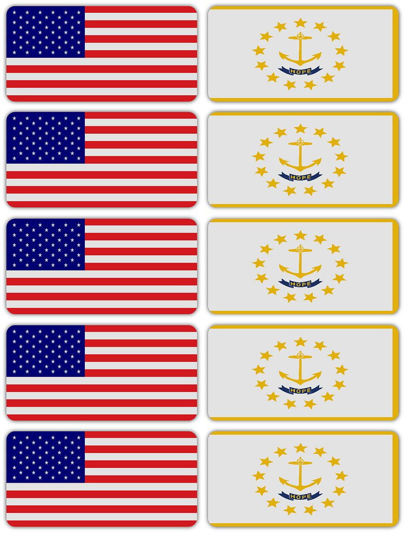 (x10) 3M Reflective Rhode Island and US Flag Stickers | Versatile ...