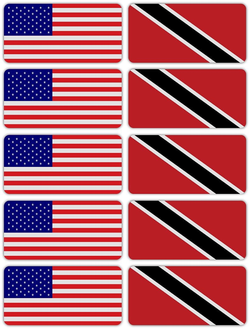 (x10) 3M Reflective Trinidad and Tobago and US Flag Stickers ...