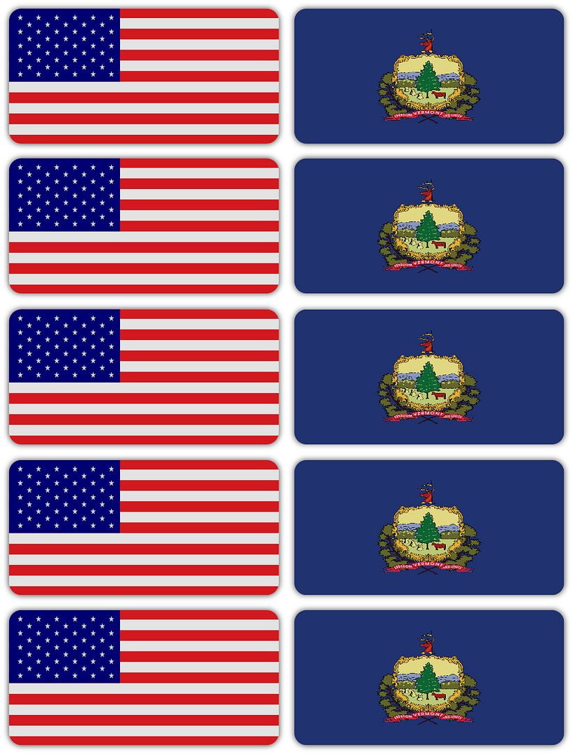 (x10) 3M Reflective Vermont and US Flag Stickers | Versatile & High ...