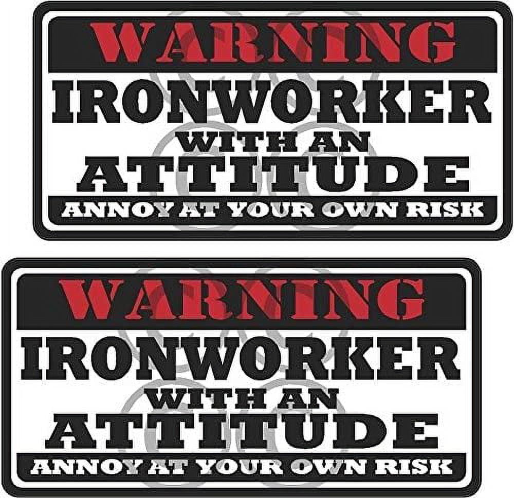 (x2) 3" Ironworker Worker Warning Tools Auto Motorcycle Decal Hat 3M ...