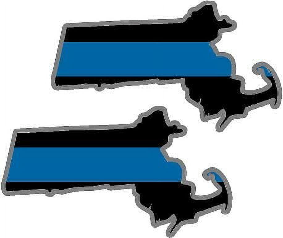 (x2) 3" MA Massachusetts State Thin Blue Line Decal Set Police Sheriff ...