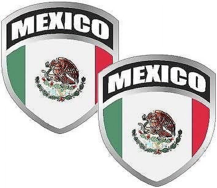 (x2) 3" Mexico Mexican Mex MX Flag Shield Decal 3M Reflective sticker ...