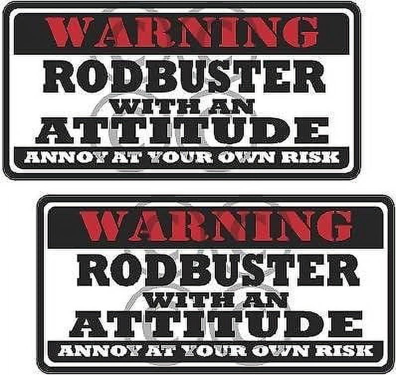 (x2) 3" Rodbuster Funny Warning Tools Auto Motorcycle Decal Hat 3M ...