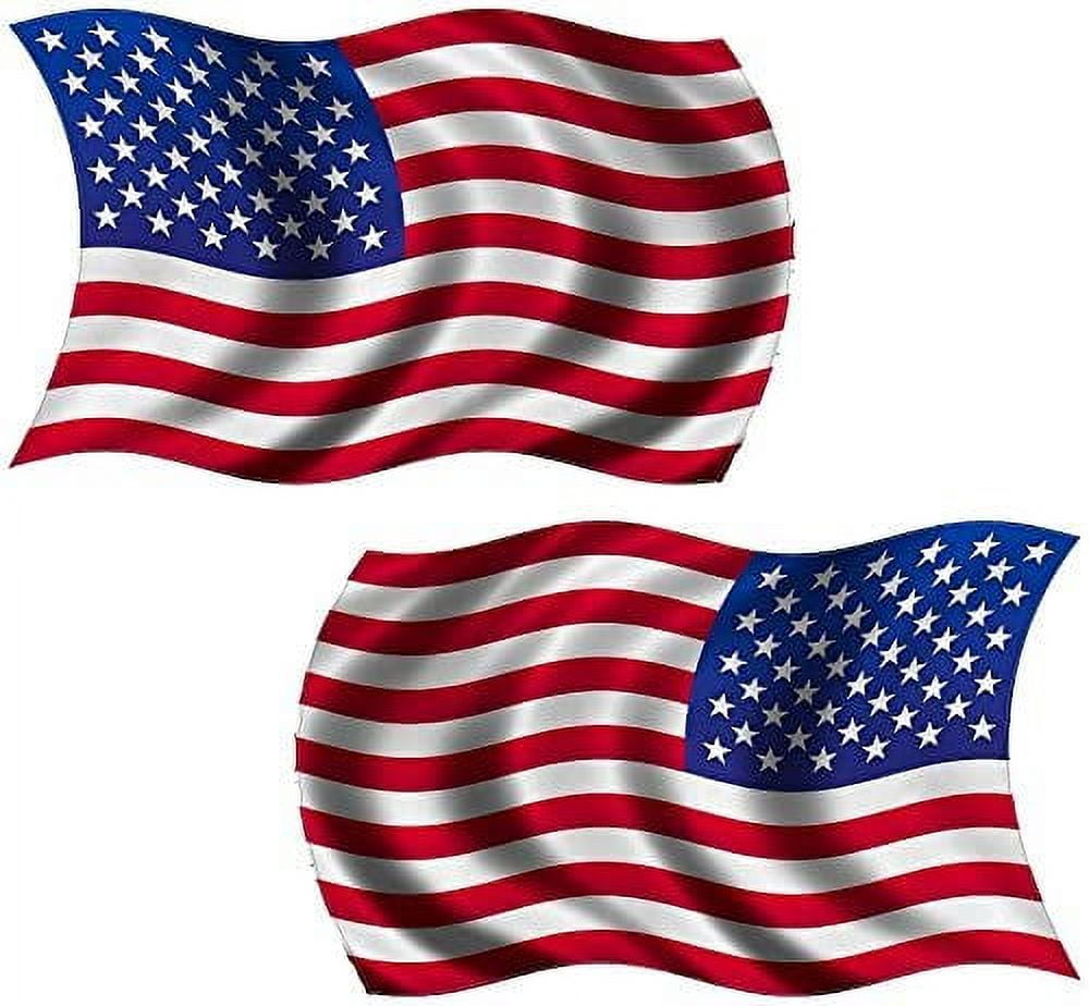 (x2) 3" x 1.8" American US United States Flag Decal Waving Set USA 3M ...