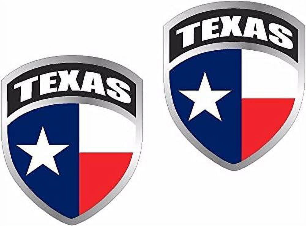 (x2) 3" x 2.5" Texas State Flag Shield Decal SET Badge TX Texan Window ...
