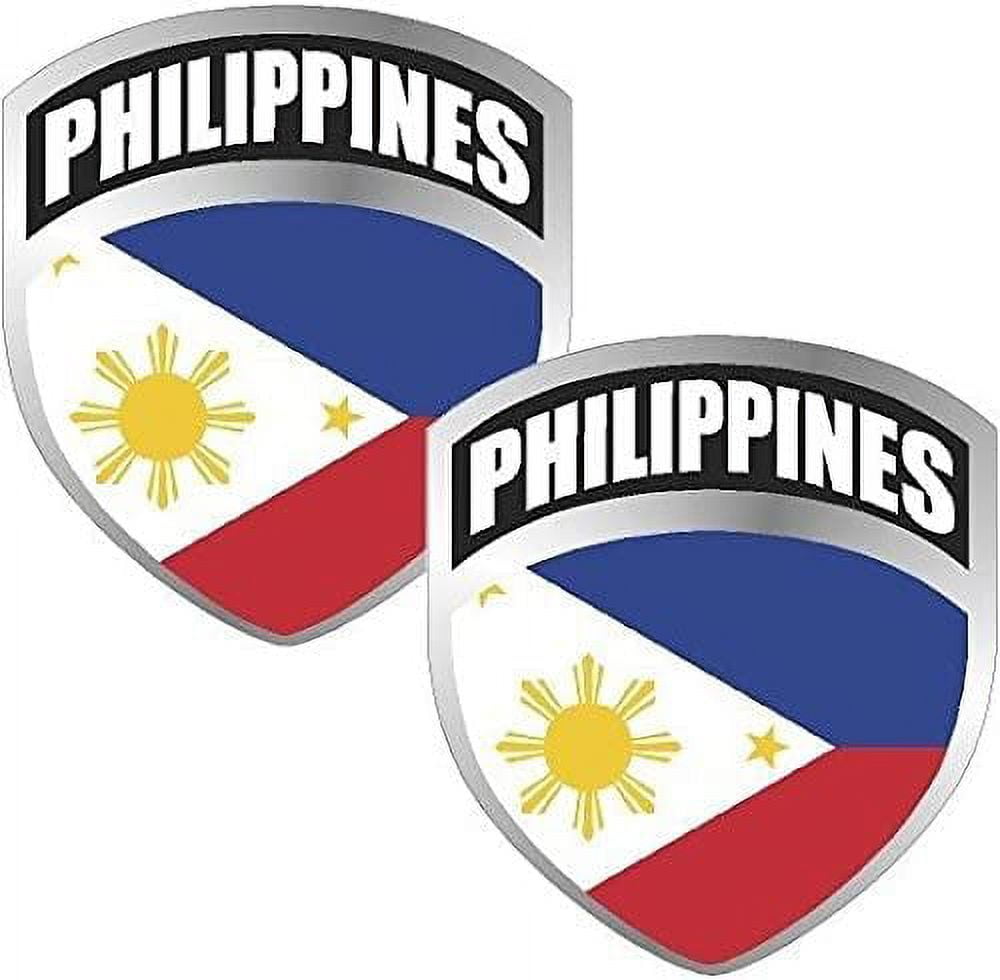 (x2) 4" Philippines Filipino Flag Shield Decal Badge 3M Reflective ...