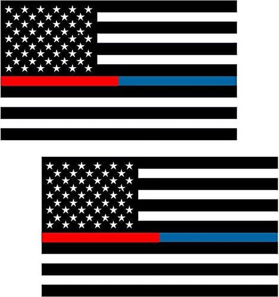 (x2) 6" Thin Blue Red Line American Subdued Flag Decal USA Police Fire ...