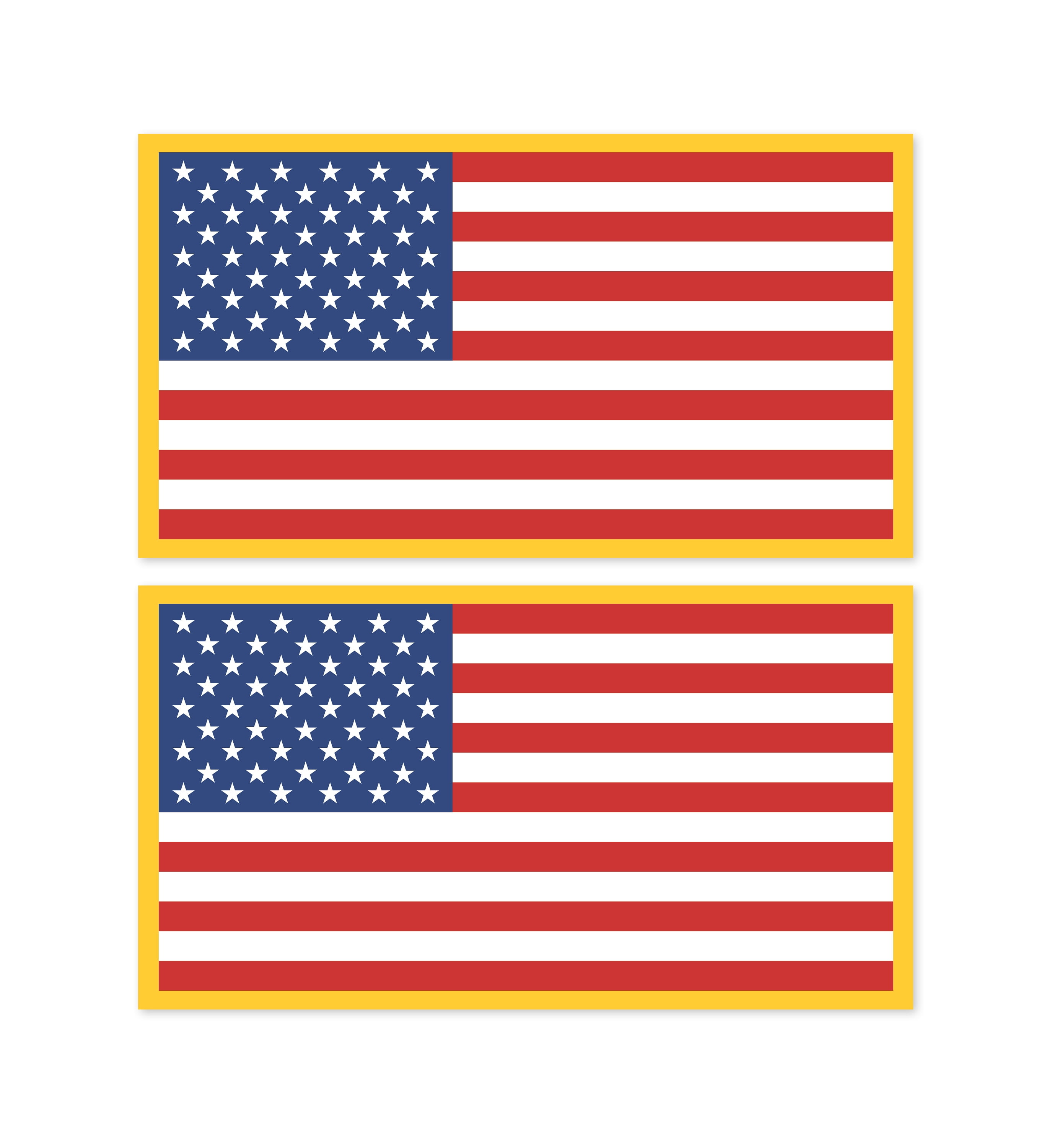 x2 American Flag Gold Border USA America US Flags Sticker Decals 4 ...