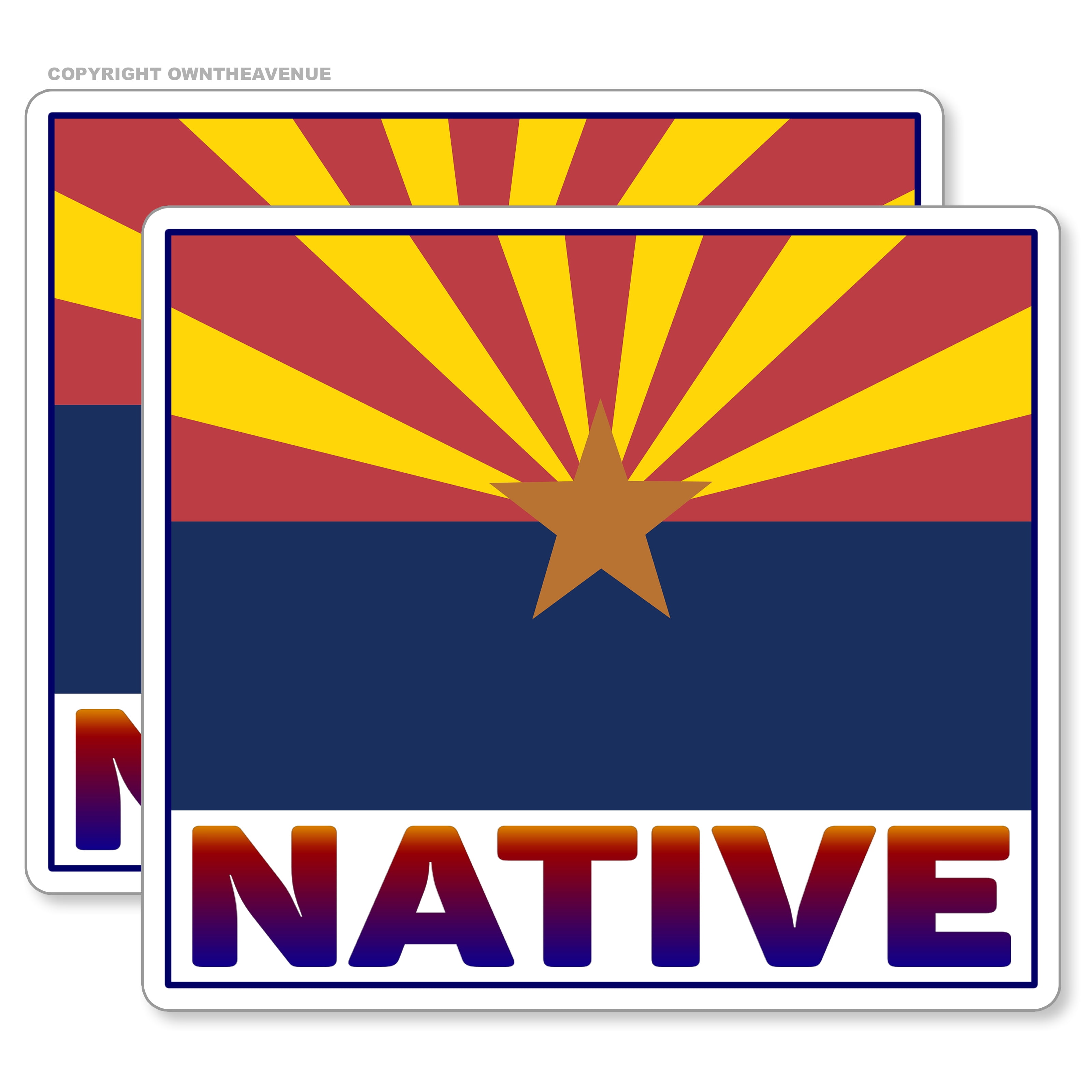 x2 Arizona Flag Native Car Truck Laptop Bumper Vinyl Sticker Decals 3.5 ...