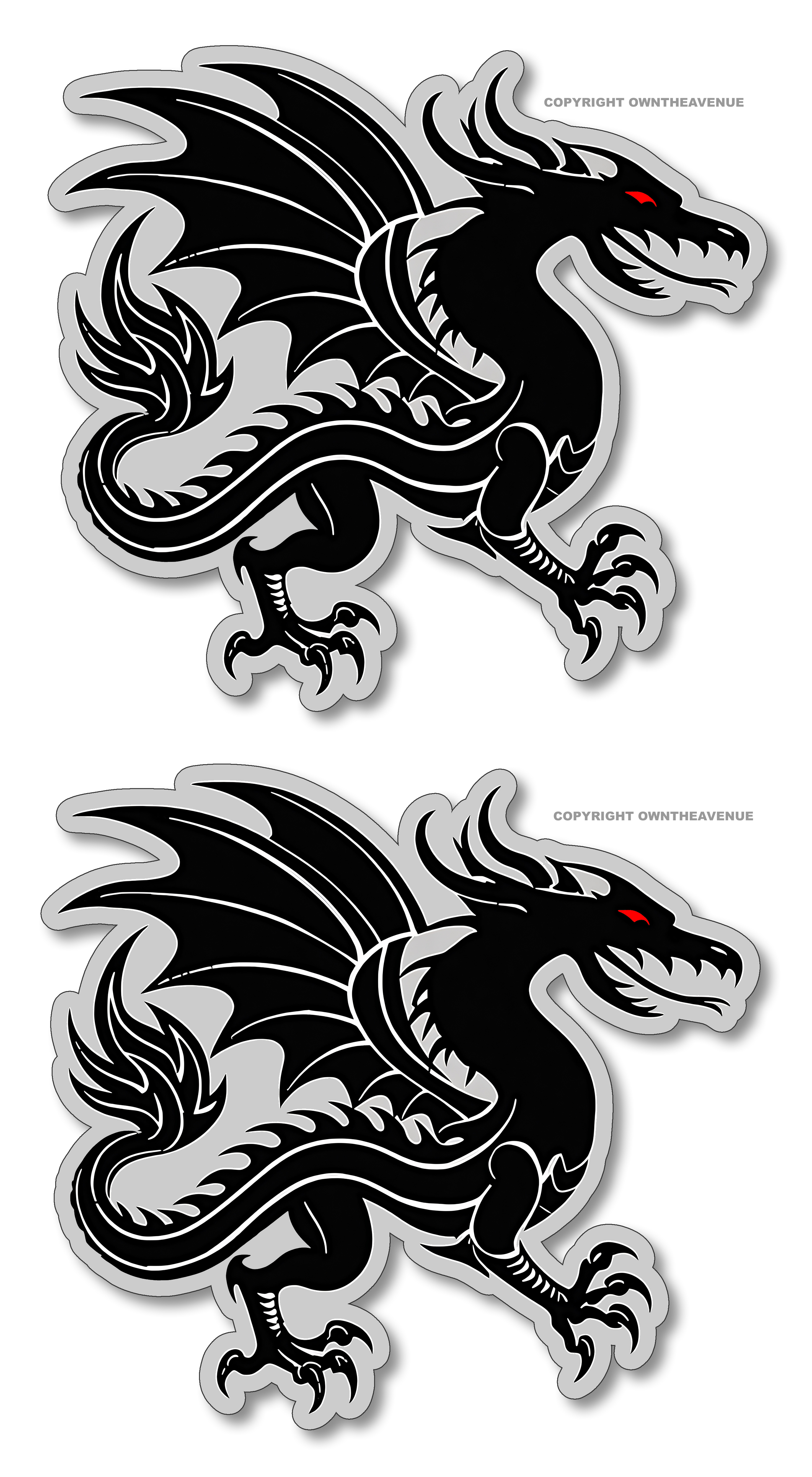 x2 Car Bike Bumper Chinese Dragon Tattoo Style JDM Vinyl Sticker Decal ...