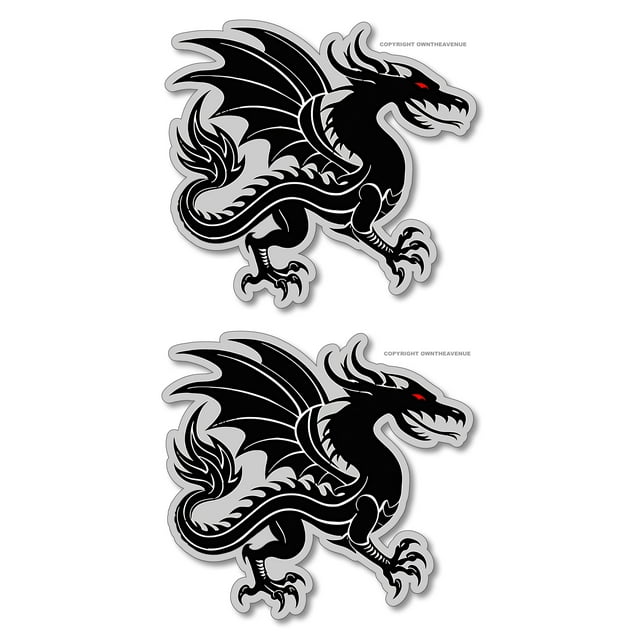 x2 Car Bike Bumper Chinese Dragon Tattoo Style JDM Vinyl Sticker Decal ...