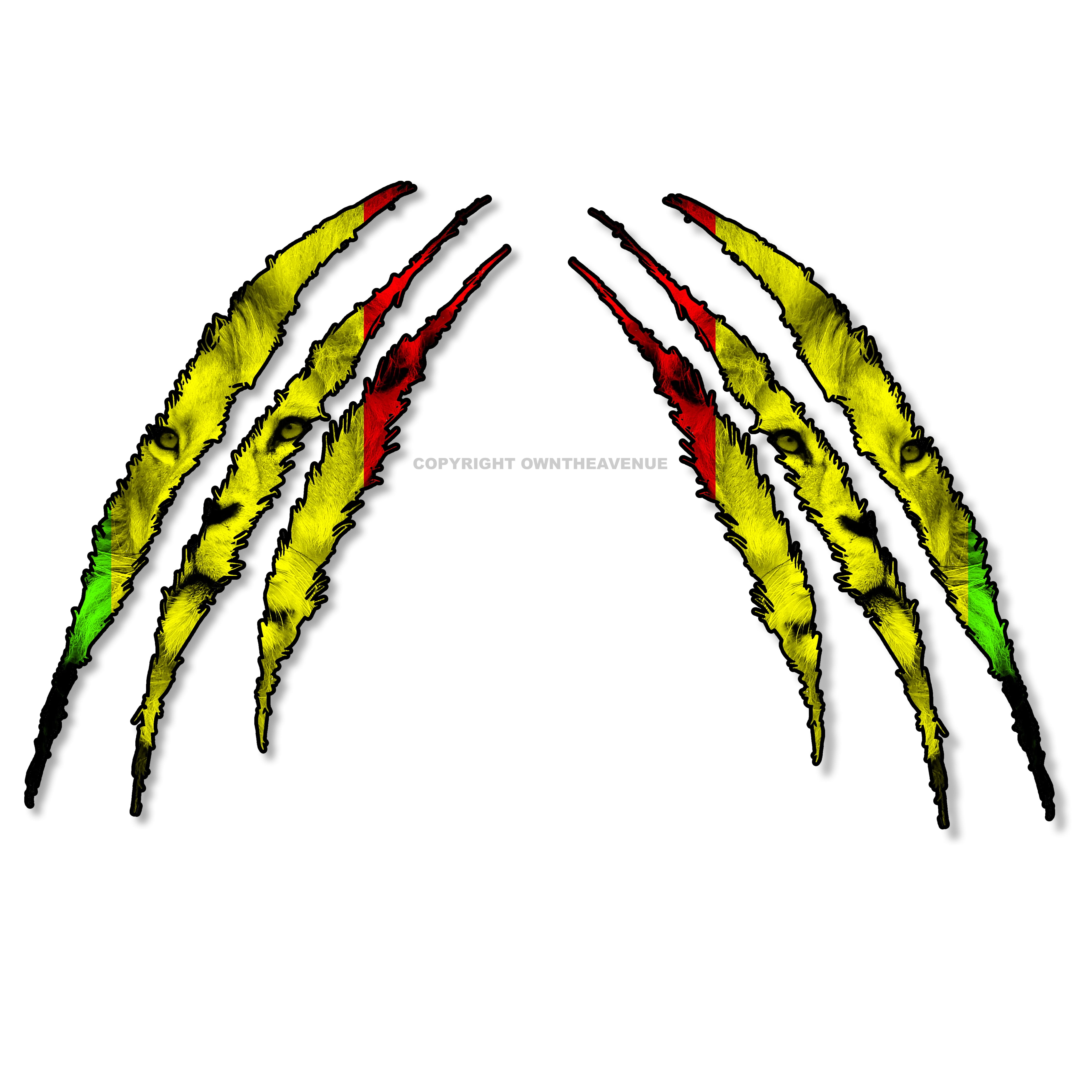 x2 Claw Mark Rasta Lions Off Road Lifted Truck Drifting Racing Vinyl ...
