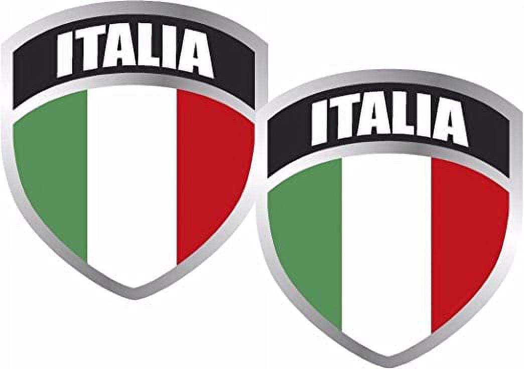 (x2) Italia Flag Shield Decal Set 3"x2.5" Badge Italian Italy Vinyl 3M ...