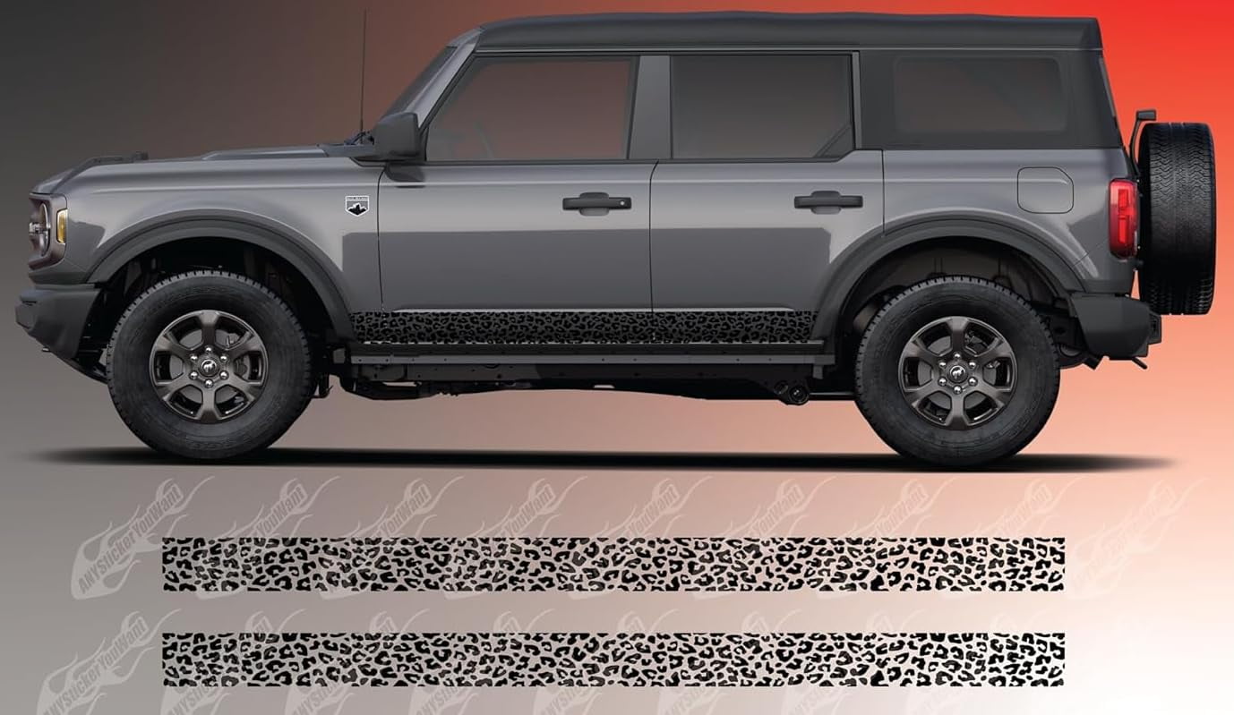 x2 Leopard Print Side Skirt Stripe Kit Decals Compatible with and Fits ...