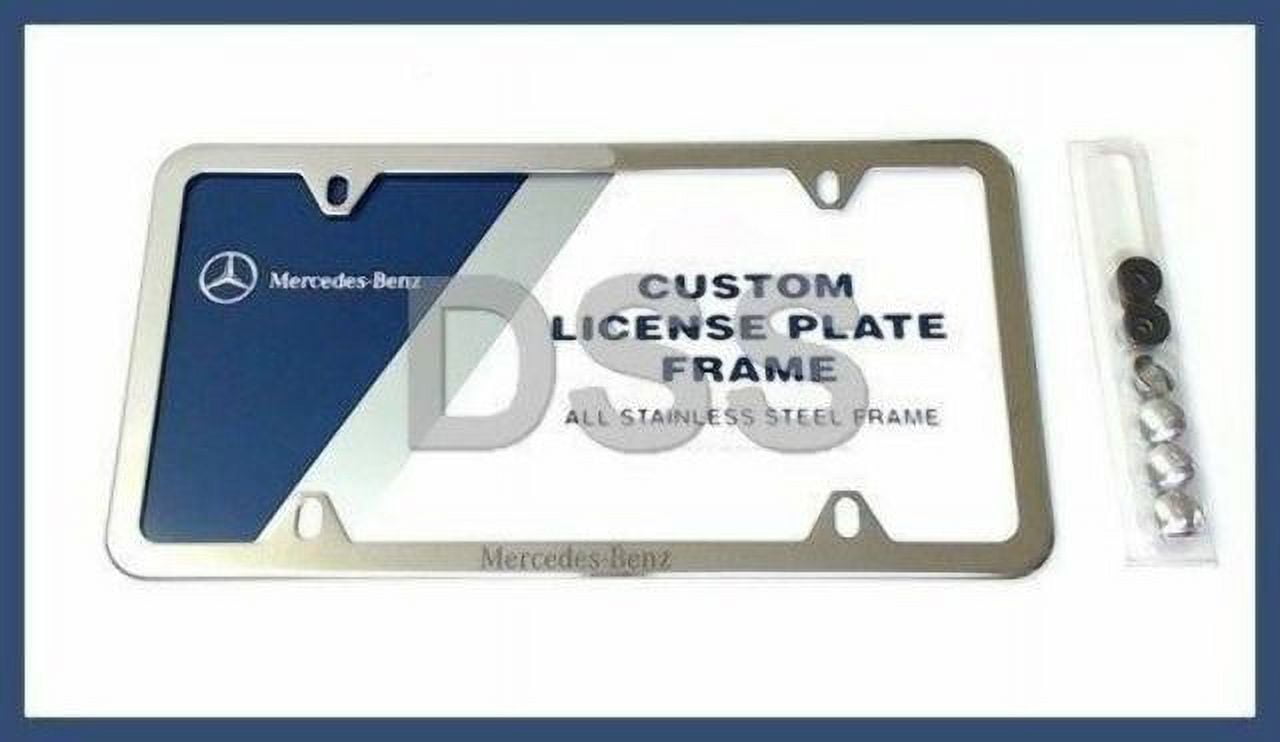 (x2) New Genuine Mercedes License Plate Frame Polished Stainless Steel ...