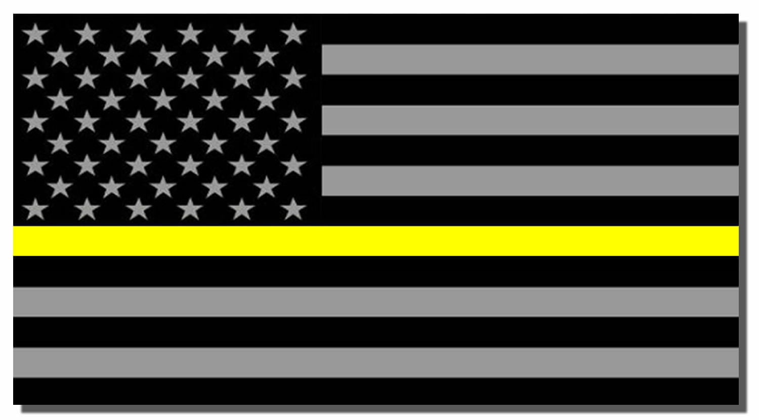 x2 Support Dispatcher Police Yellow Line Sticker Decal American Flag ...