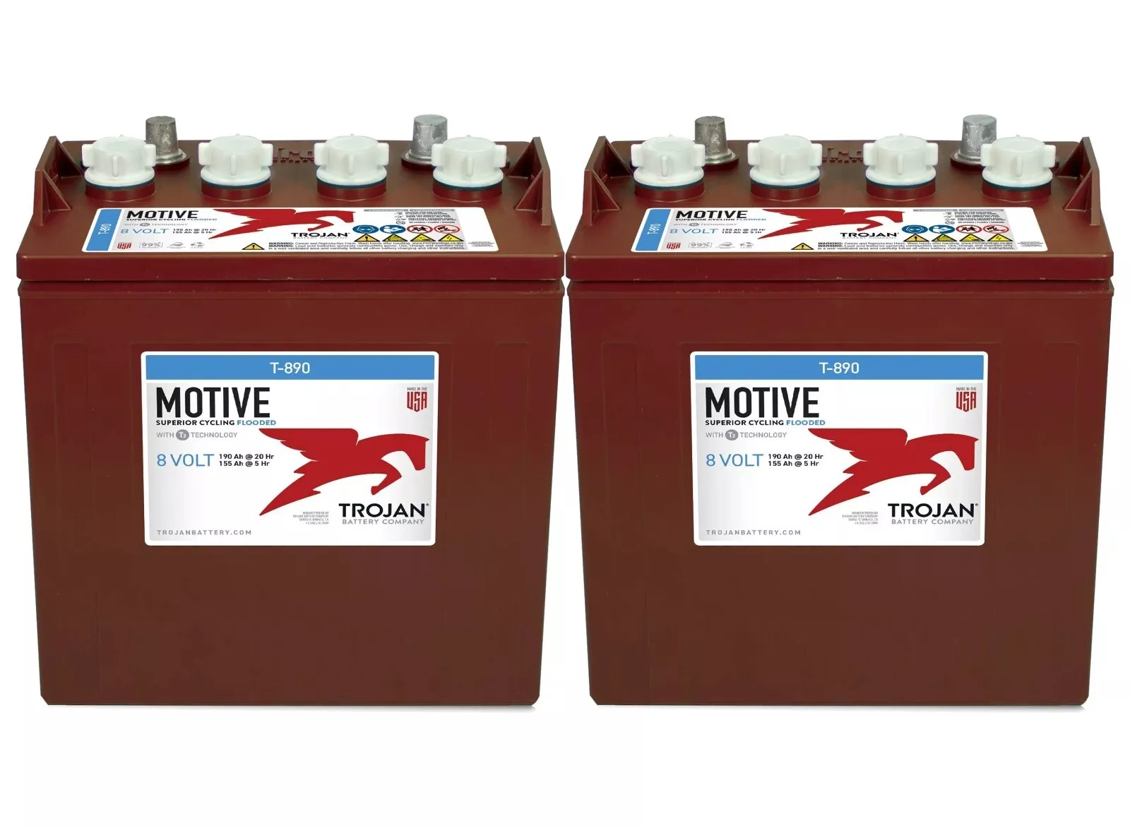 x2 | T-890 8 Volt 190Ah Flooded Lead Acid GC8 Deep Cycle Battery ...
