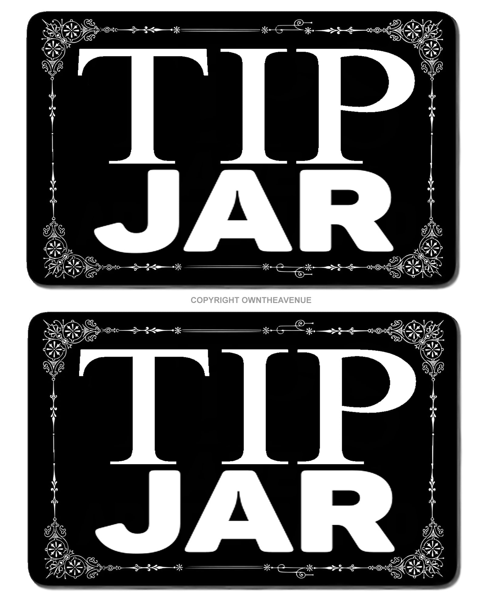 x2 Tip Jar Tipping Vinyl Sticker Decals Gratuity - 3" Inches Each ...