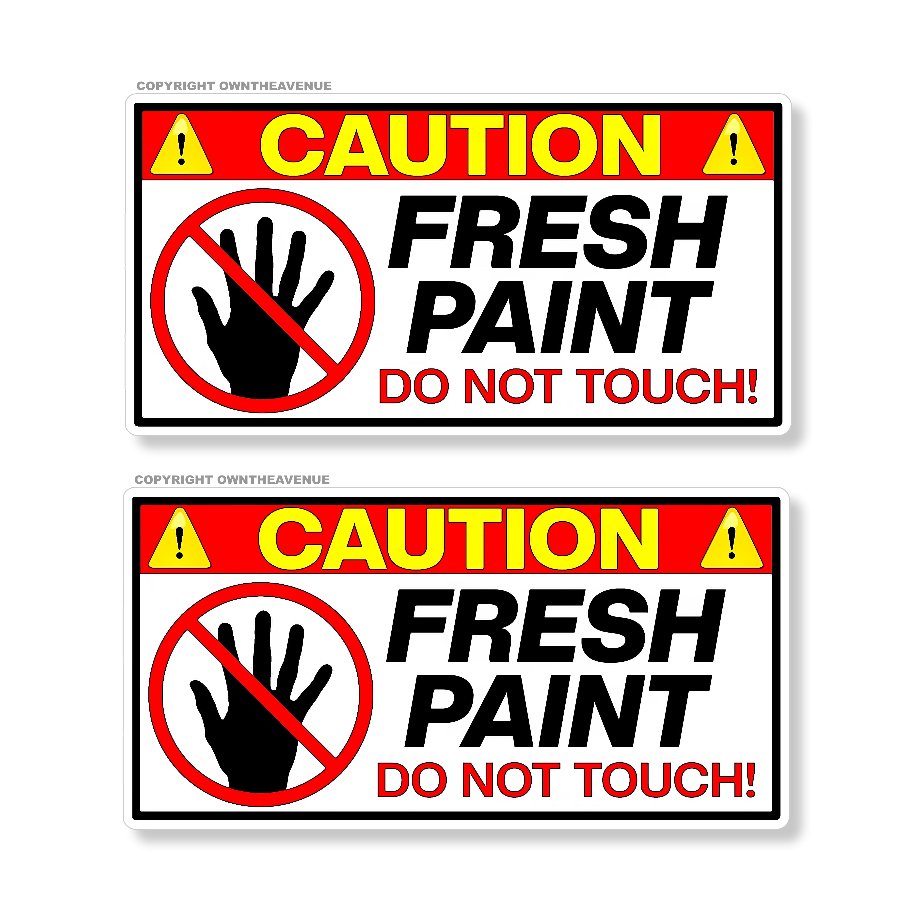 x2 / Two Pack - Caution Wet Fresh Paint Safety Vinyl Sticker Decal 4 ...