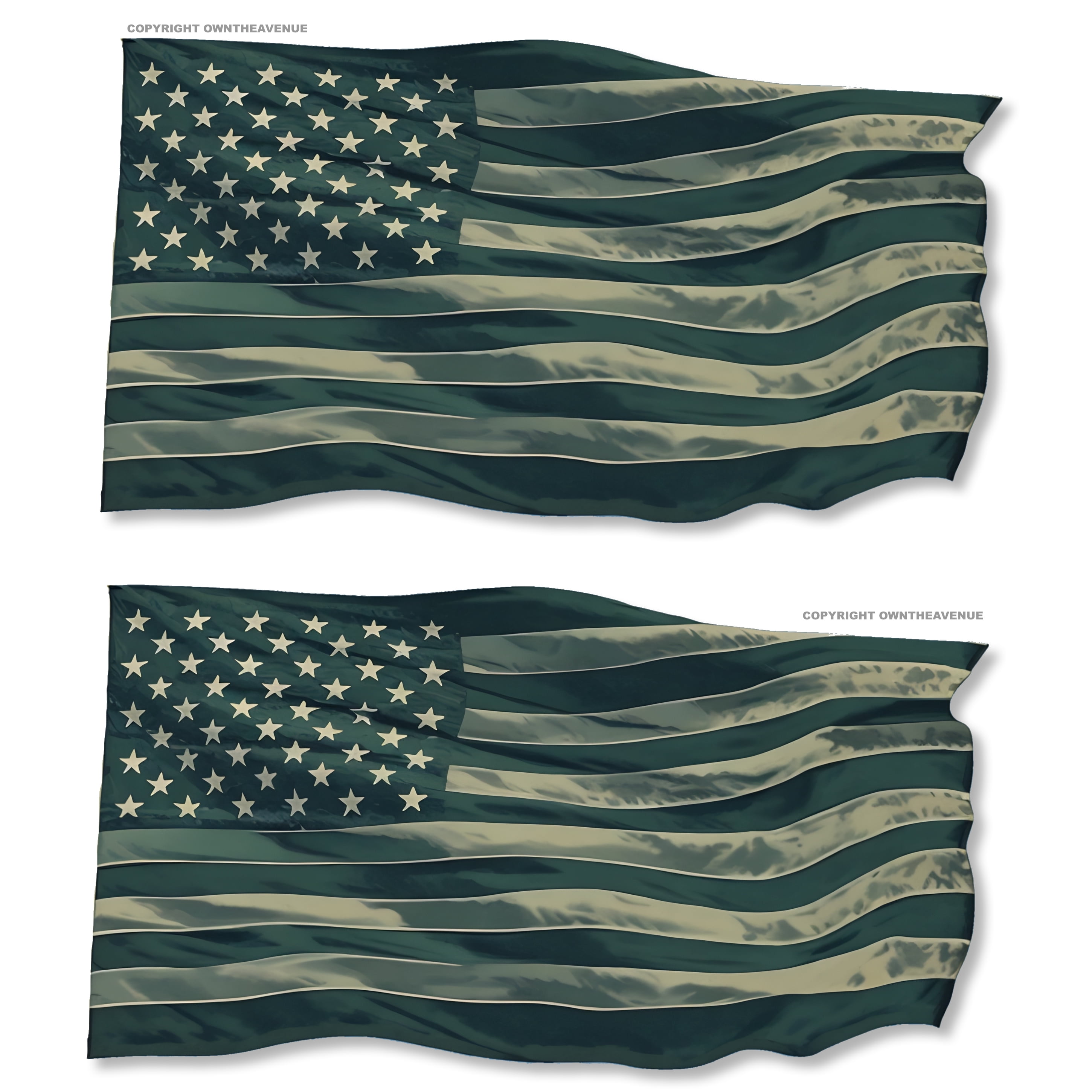 x2 USA American Wavey World Country Subdued Flag Sticker Decals 4 ...