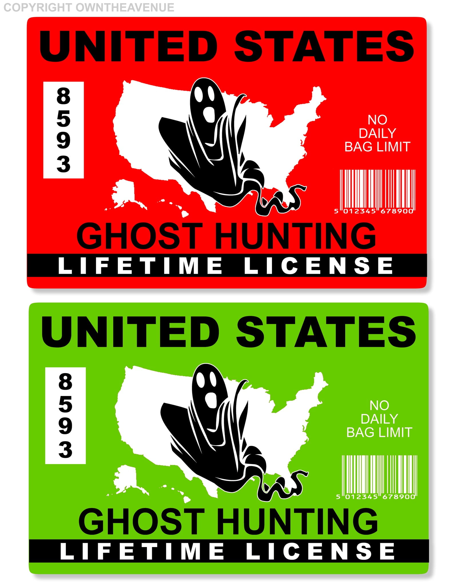 x2 United States Alien Hunting License USA America Sticker Decal 3.7 ...