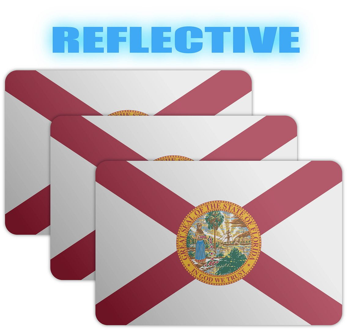 (x3) 3M Reflective Florida Flag Stickers | Versatile & High Quality ...