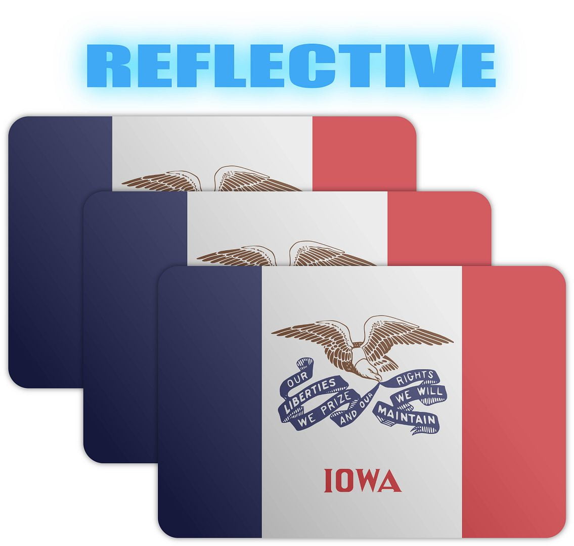 (x3) 3M Reflective Iowa Flag Stickers | Versatile & High Quality Safety ...