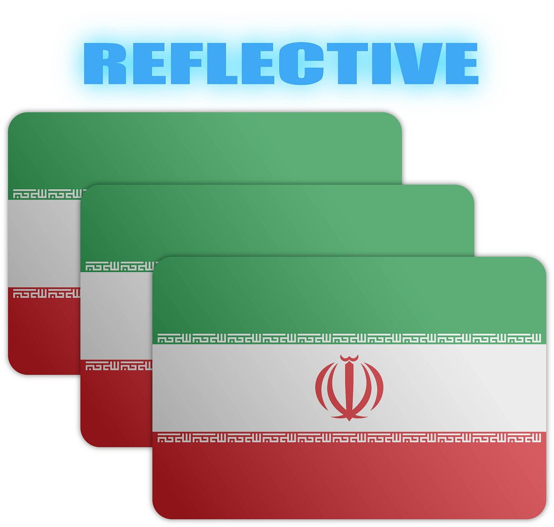 (x3) 3M Reflective Iran Flag Stickers | Versatile & High Quality Safety ...