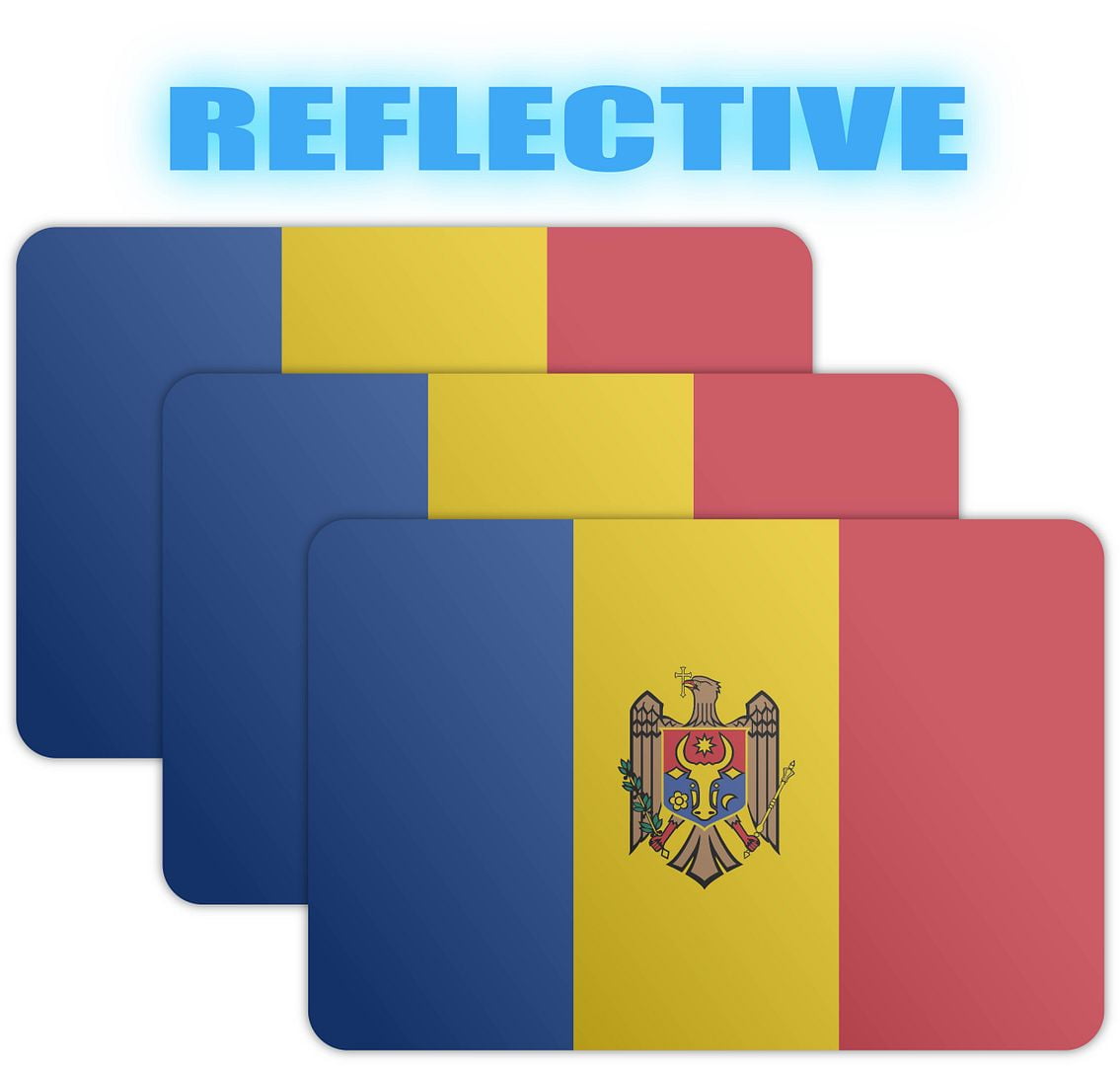(x3) 3M Reflective Moldova Flag Stickers | Versatile & High Quality ...