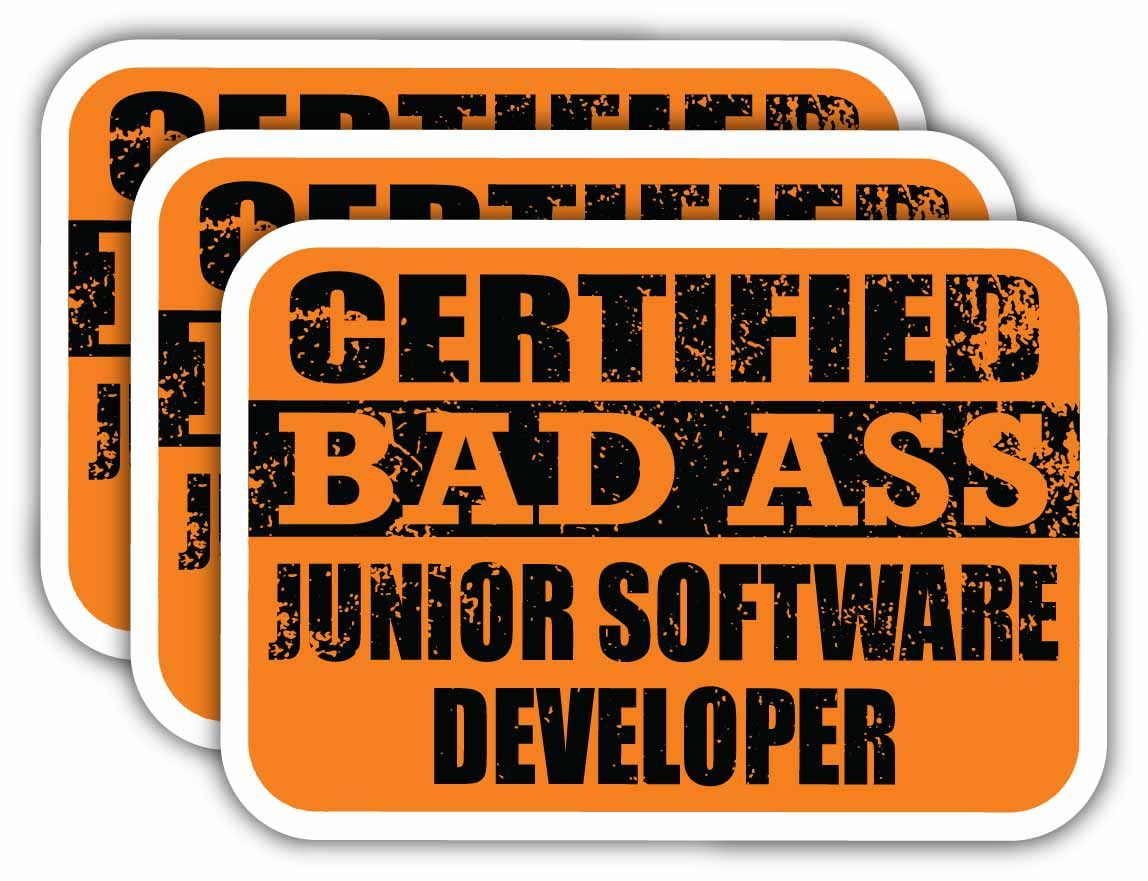 (x3) Certiefied Bad Ass Junior Software Developer Stickers | Cool Funny ...