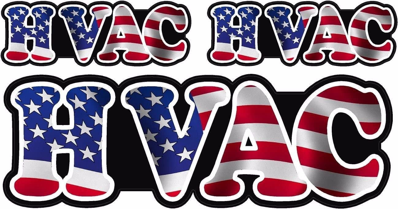 (x3) HVAC American Flag Decal Pack USA Heating United States Hard Hat ...