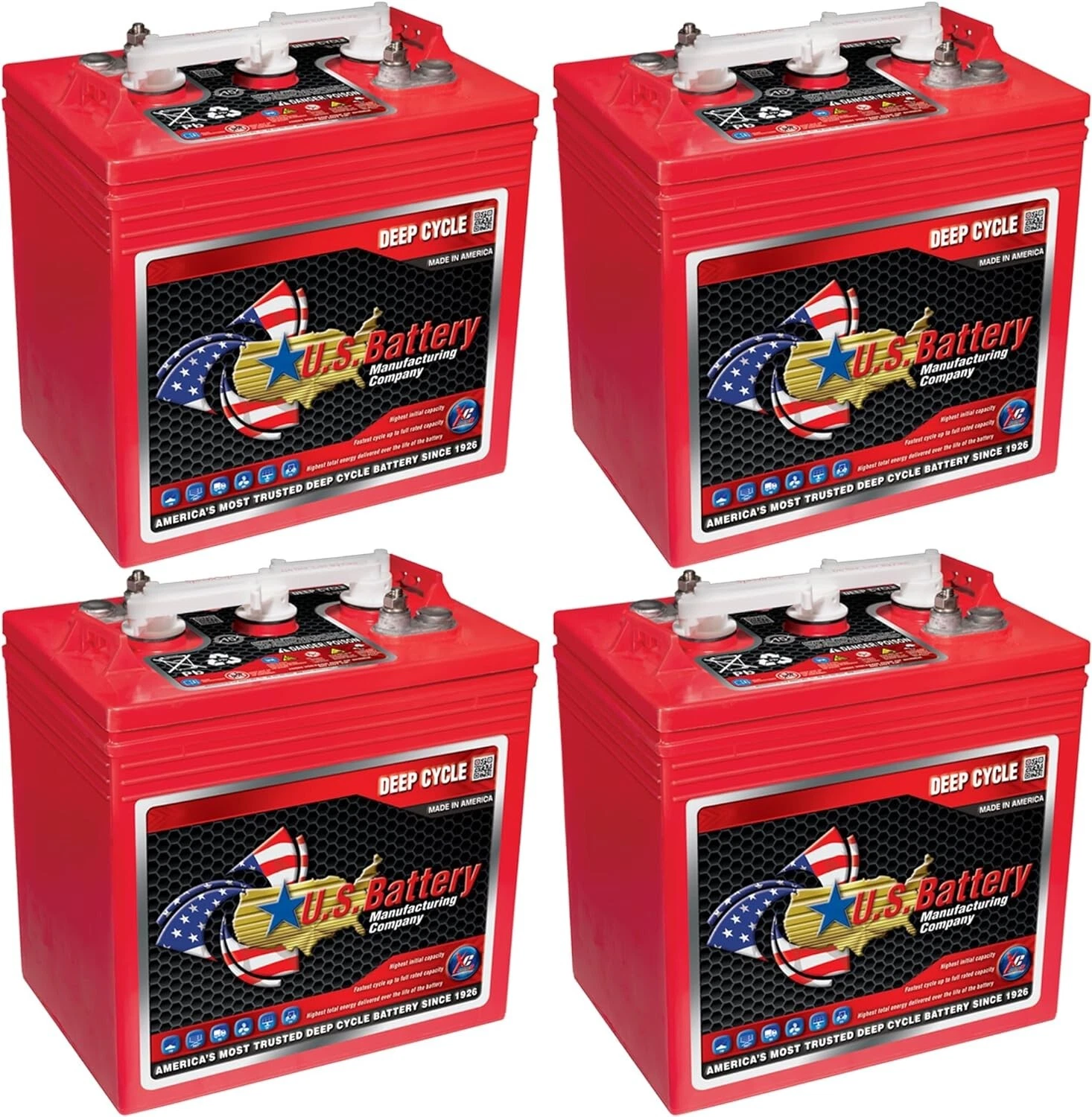 x4 | US Battery 6 Volt 240 Ah Deep Cycle Battery (Replaces Trojan T-125 ...