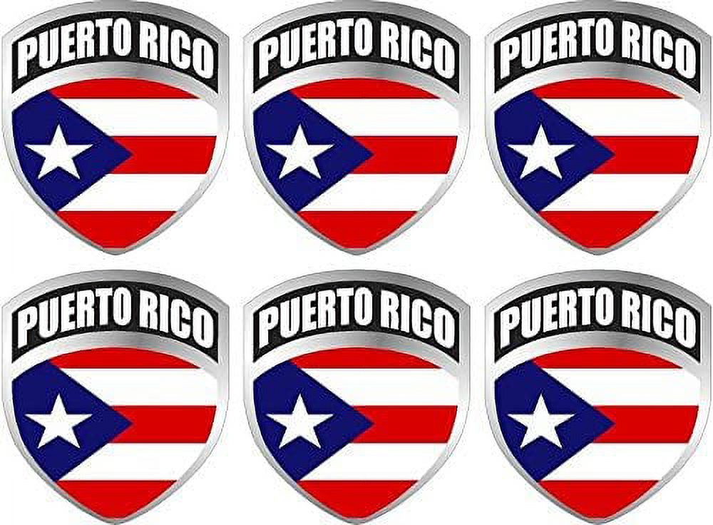 (x6) 2" Puerto Rico Rican PR Flag Shield Decal Badge Vinyl Hard hat 3M ...