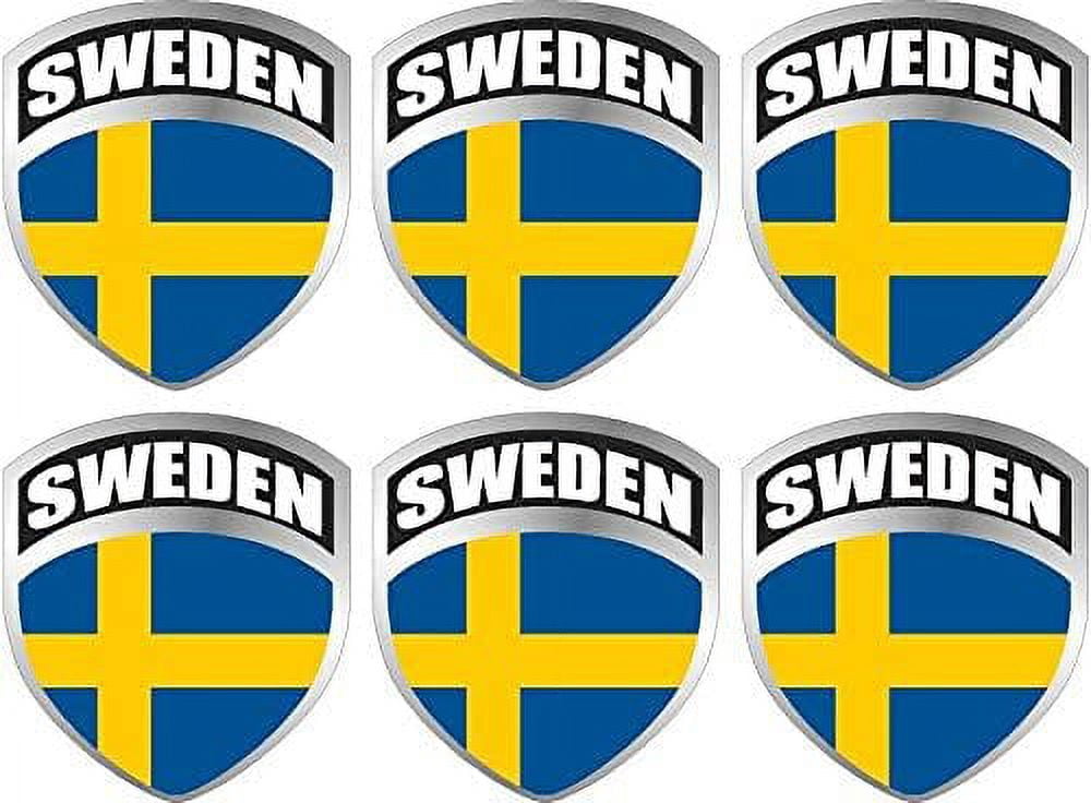 (x6) 2" Sweden Swedish Nordic Flag Shield Decal Badge Vinyl Hard hat 3M ...