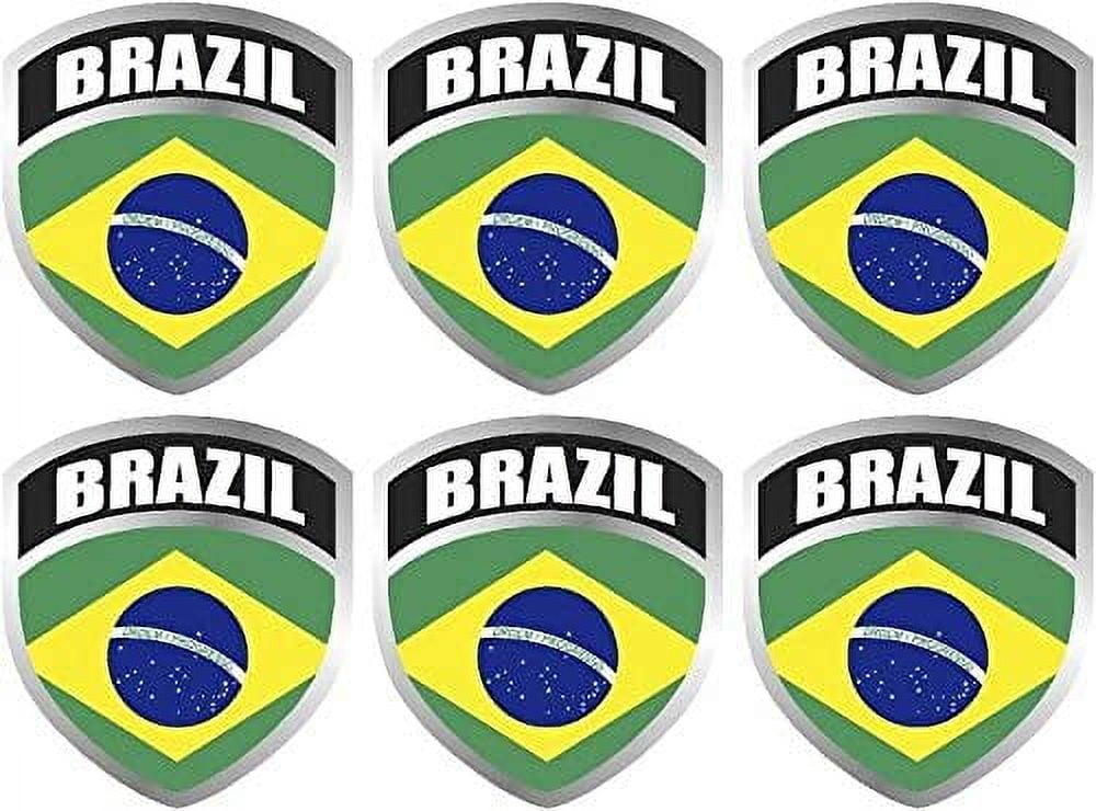 (x6) 2" x 1.7" Brazil Brazilian Flag Shield Decal Badge Vinyl Hard Hat ...