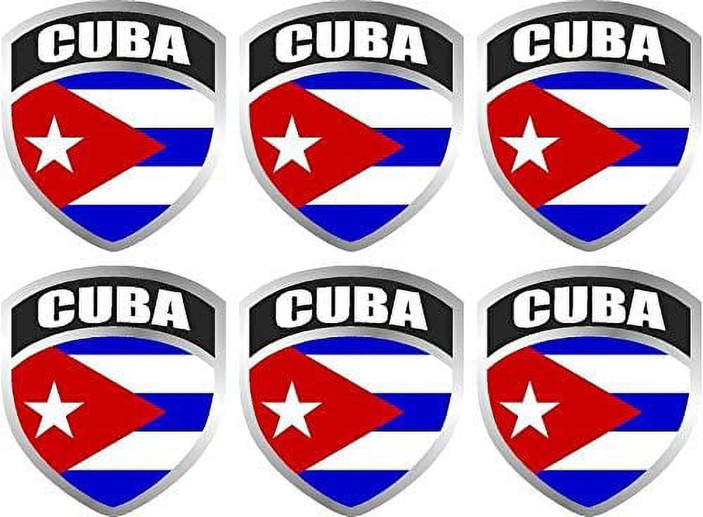 (x6) 2" x 1.7" Cuba Cuban Flag Shield Decal Badge Vinyl Hard Hat 3M ...