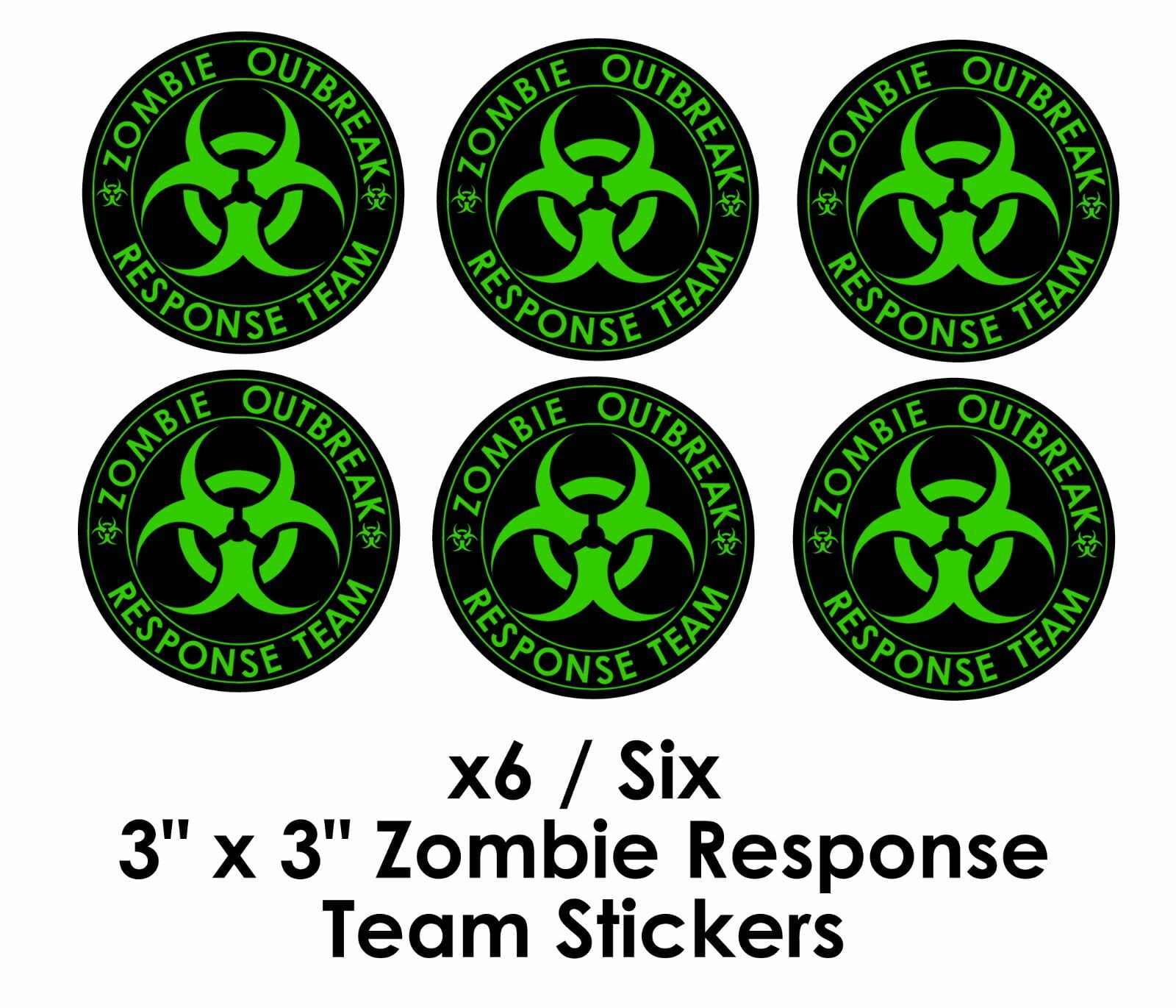 x6 Zombie Decal Stickers Outbreak Response Team Vinyl 3" x 3" Border ...