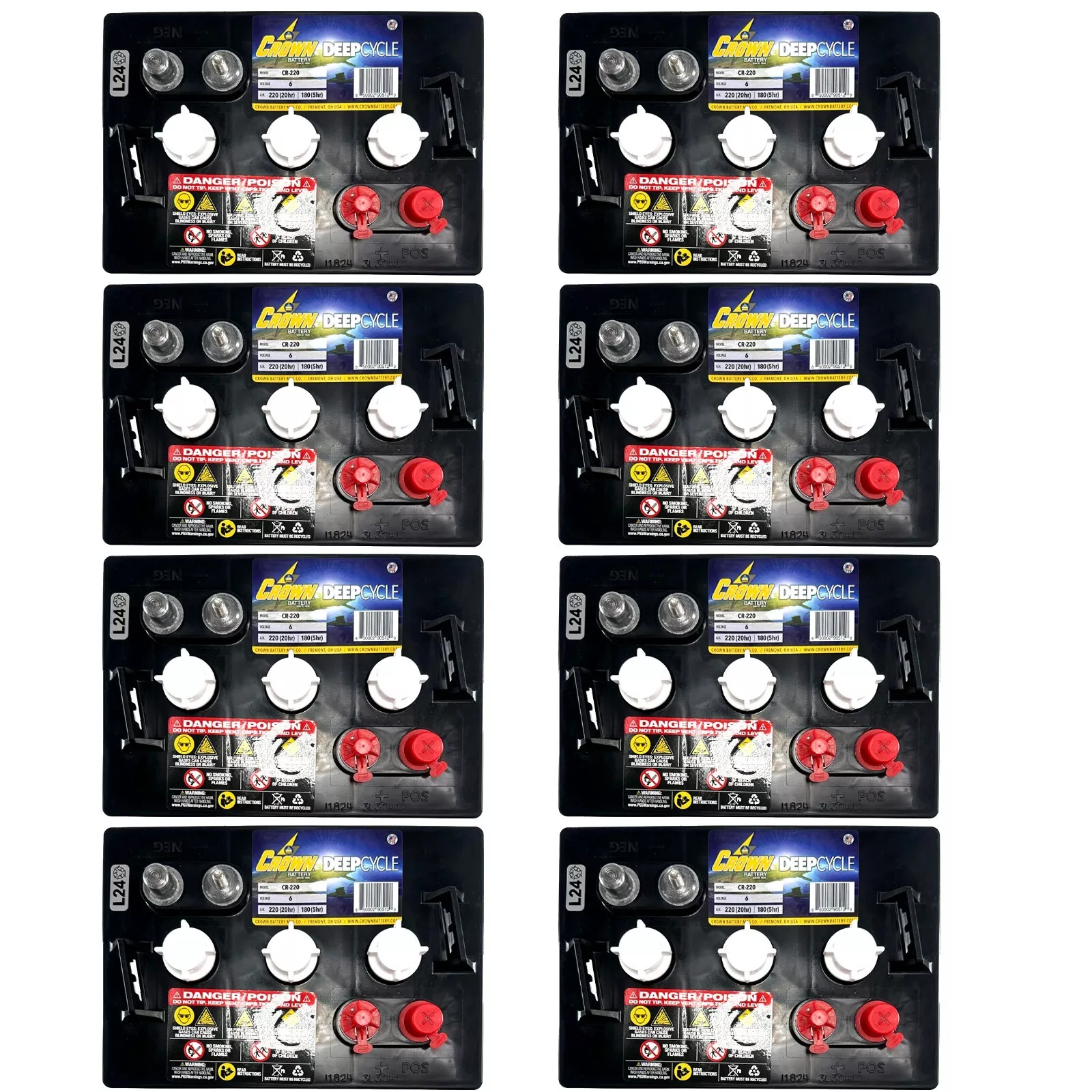 x8 | Crown CR-220 6 Volt 220Ah Deep Cycle Battery Replaces Trojan T-105 ...
