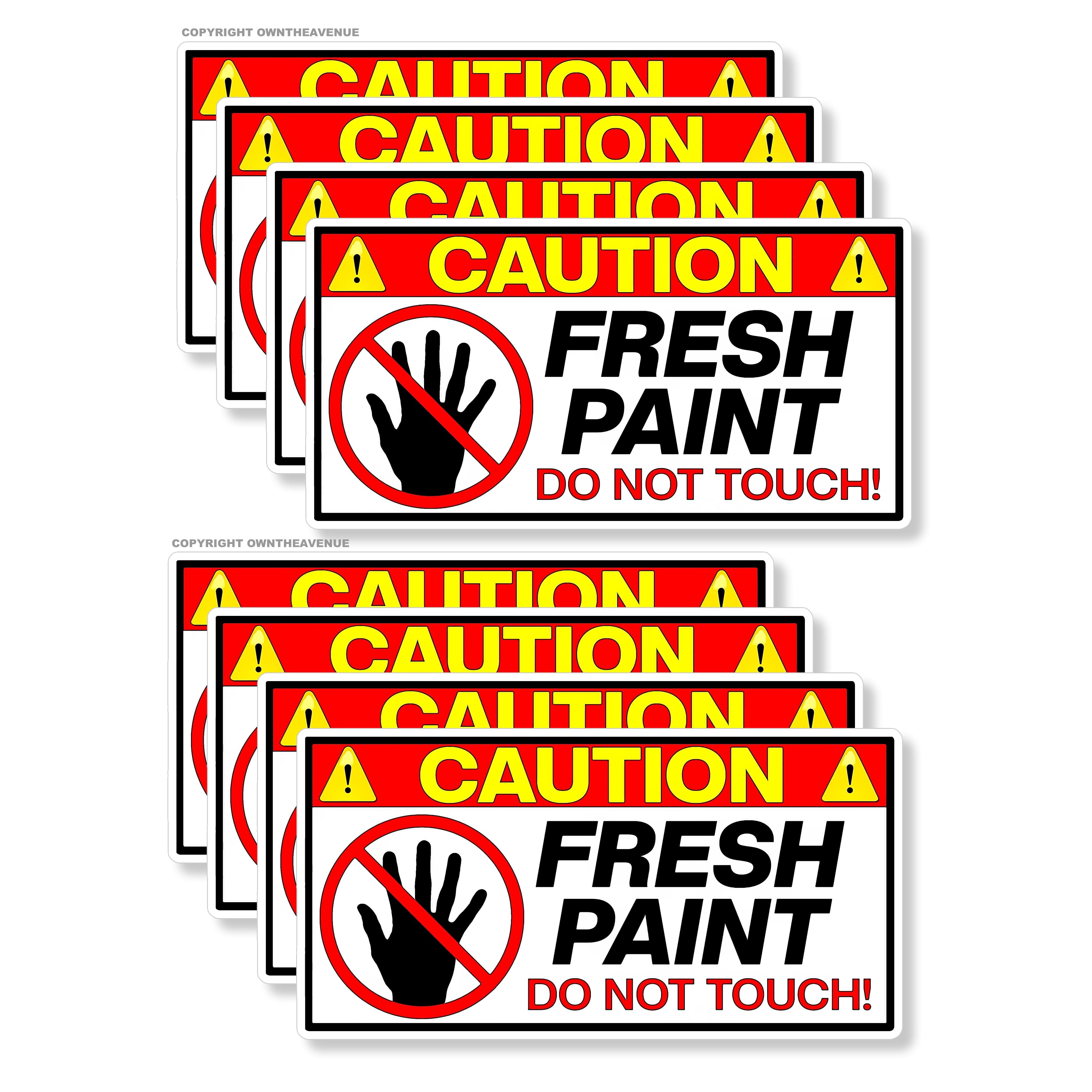 x8 / Eight Pack - Caution Wet Fresh Paint Safety Vinyl Sticker Decals 4 ...