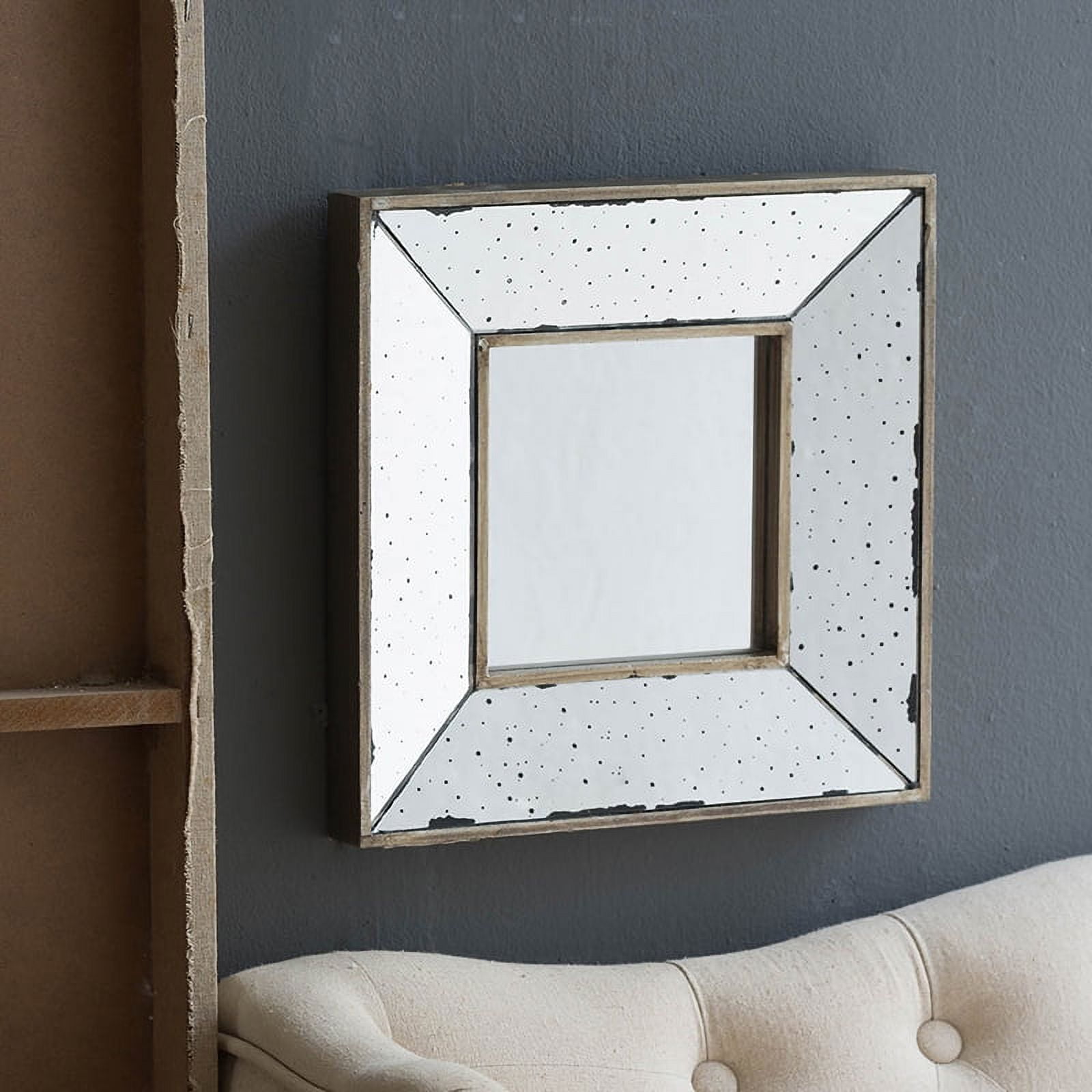 xCloud 12 x 12 Distressed Silver Square Accent Mirror, Vintage-Style ...