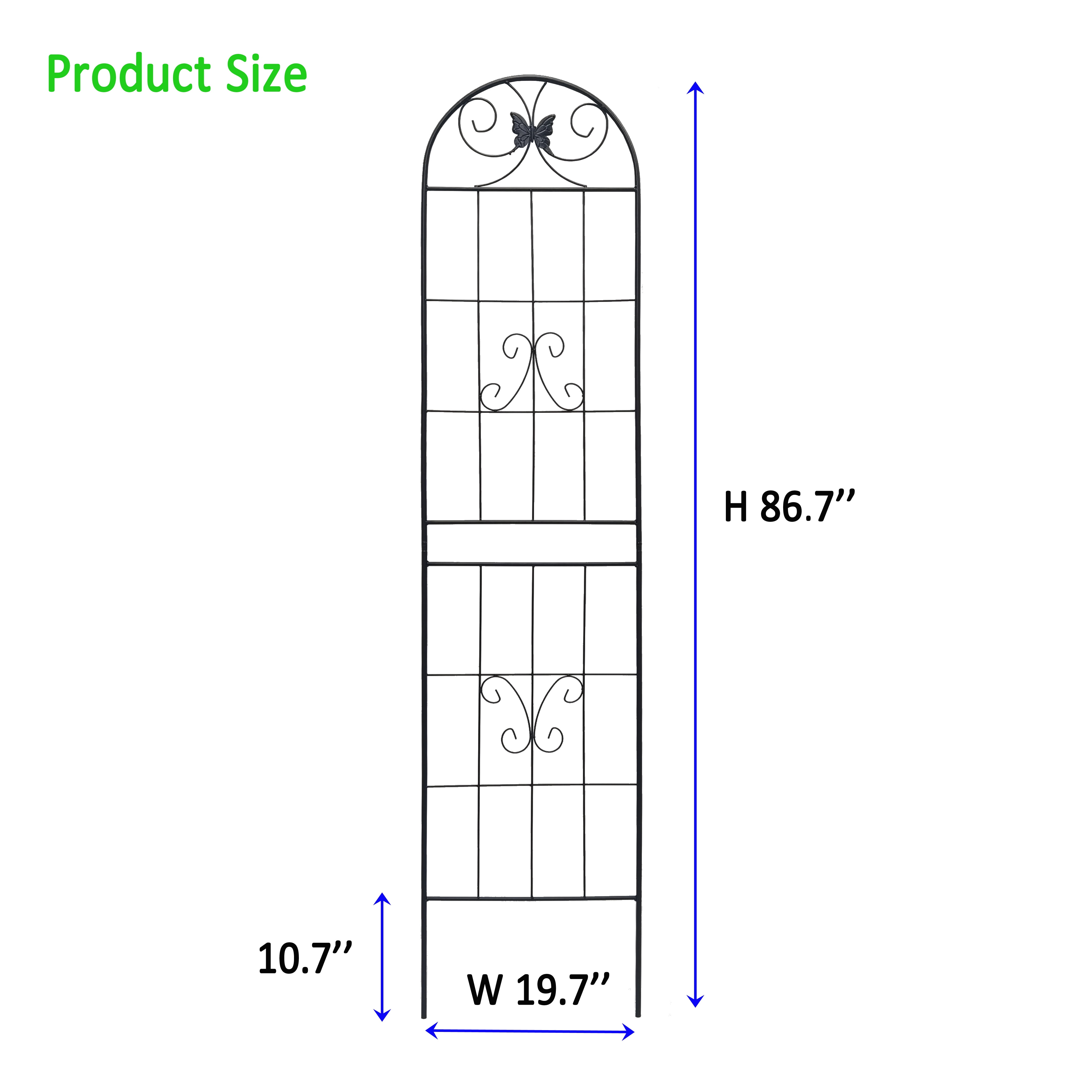 xCloud 2 Pack 86.7"x19.7" Black Metal Garden Trellis - Rustproof, Easy ...