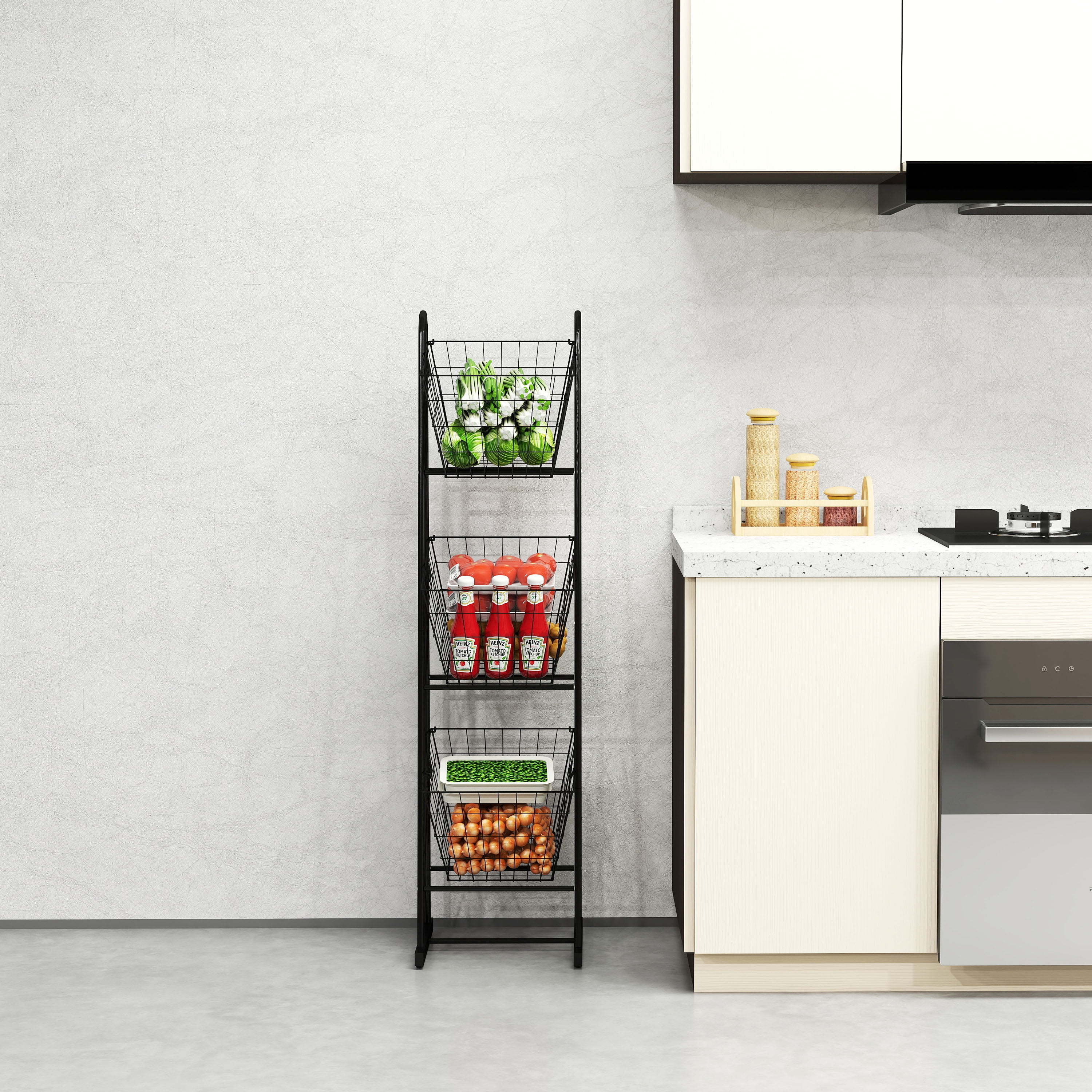 xCloud 3-Tier Kitchen Storage Basket Organizer, Freestanding Metal Wire ...