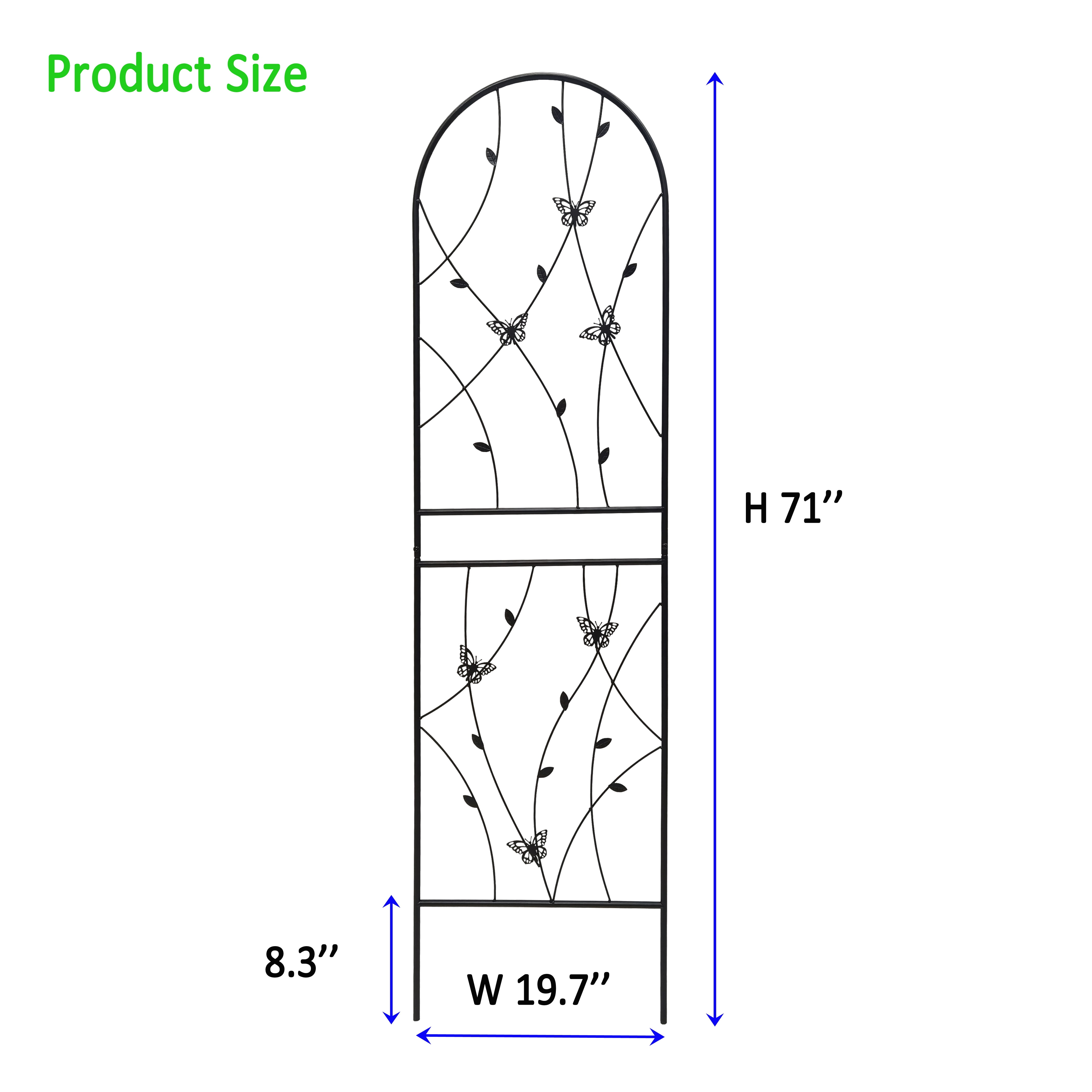 xCloud 4 Pack 71"x19.7" Black Metal Garden Trellis with Butterfly Decor ...