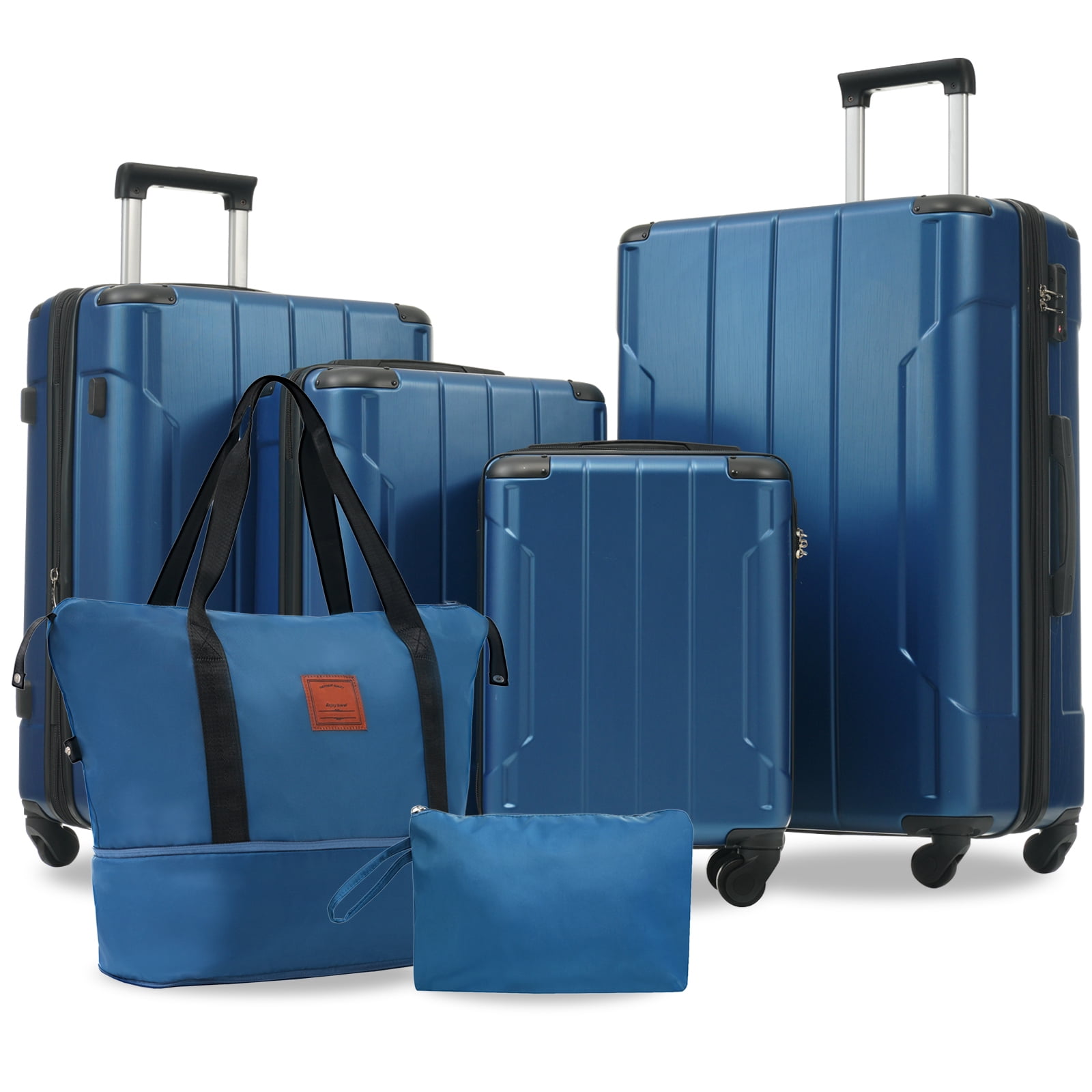 xCloud 6-Piece Blue Hardshell Luggage Set with Expandable Suitcases ...