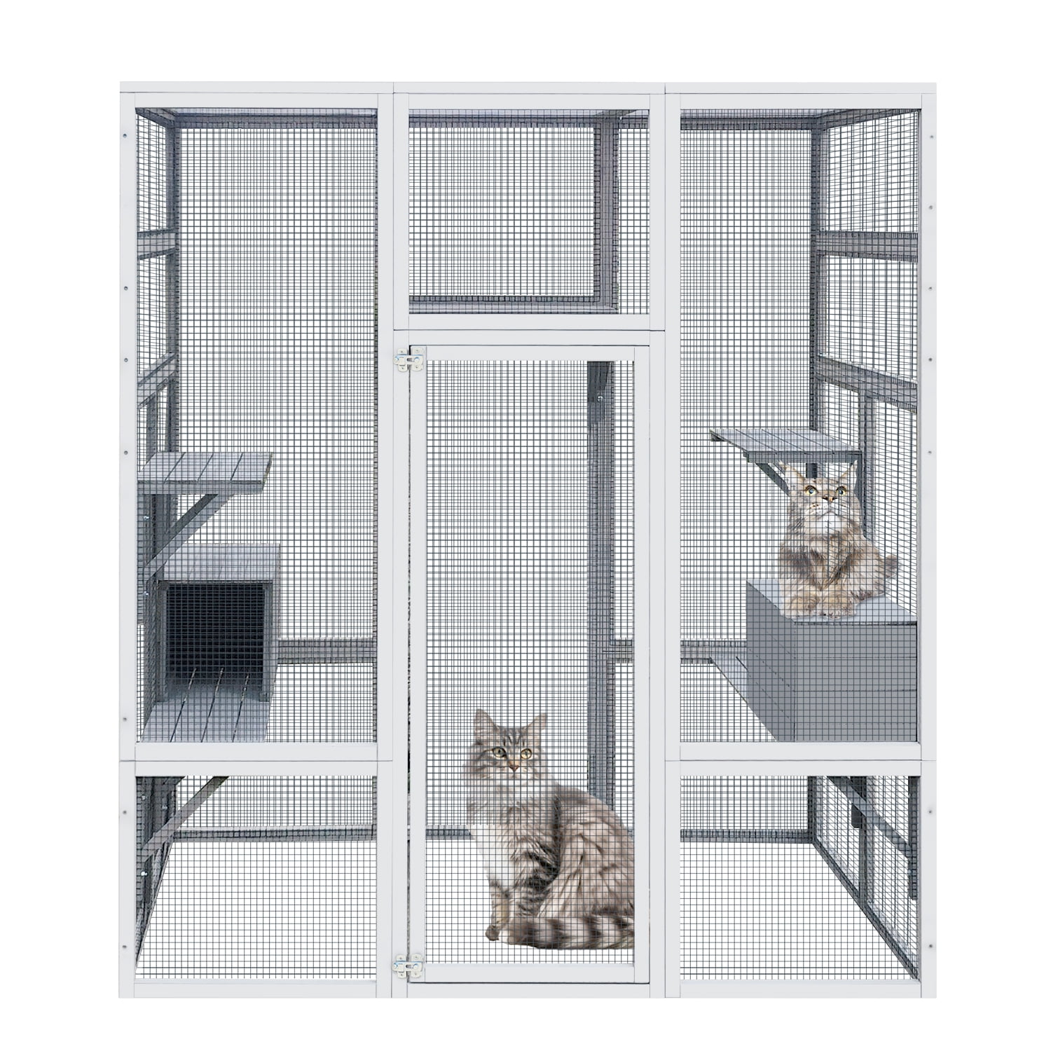 xCloud 62.6" Outdoor Wooden Cat House Large Catio, Solid Wood Cat Cage ...